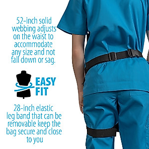 Nurse Fanny Pack w/Elastic Leg Band - Multi Compartment Waist Organizer Tool Bag for Students, Practitioners & Medical Professionals (Aqua Blue)