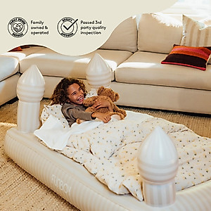 FUNBOY Kids Striped Castle Sleepover Travel Bed & Air Mattress. Perfect for Sleepovers. Includes Carrying Storage Bag, Twin