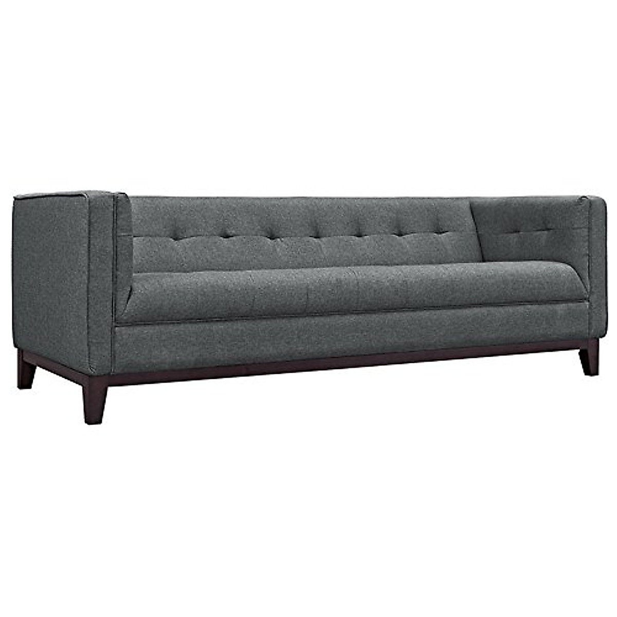 Modway Serve Modern Tuxedo Sofa With Upholstered Tufted Fabric in Gray