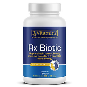 Rx Vitamins Rx Biotic - Probiotic Powder for Dogs and Cats - Cat Digestive Support & Probiotic for Dogs Gut Health - Cat Probiotics for Indoor Cats - Dog Probiotics for Digestive Health - 1.25oz