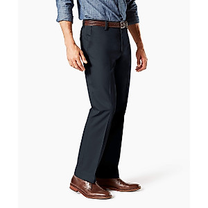 Dockers Men's Straight Fit Signature Lux Cotton Stretch Khaki Pant-Creased, Charcoal Heather, 36W x 32L
