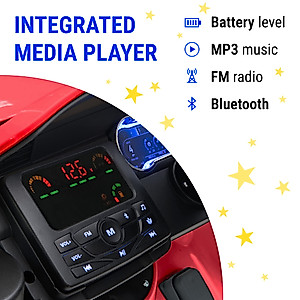Ford Mustang 24V Ride On Kids Car 4WD Powerful Electric Vehicle, with Rubber Wheels, Bluetooth, FM Radio, Remote Control, Leather Seat, Soft Brake & Suspension, Max Speed 6 Mph