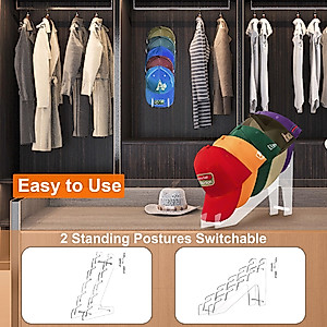 Loscarol Baseball Cap Hat Organizer - 2 Pack Space-Saving Hat Rack Storage | Wall Mounted Hat Holder for Closet, Dresser, Entrance | Acrylic Hat Stand Display & Cap Organizer for 10 Baseball Caps