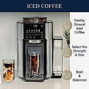 De'Longhi TrueBrew Drip Coffee Maker, Built in Grinder, Single Serve, 8 oz to 24 oz, Hot or Iced Coffee, Stainless, CAM51025MB