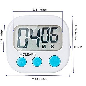 6 Pack Small Digital Kitchen Timer Magnetic Back and ON/Off Switch,Minute Second Count Up Countdown (Multicolored)