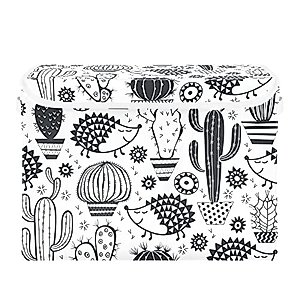 Krafig Animal Hedgehog Black White Foldable Storage Box Large Cube Organizer Bins Containers Baskets with Lids Handles for Closet Organization, Shelves, Clothes, Toys