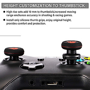 Playrealm FPS Thumbstick Extender x 2 & Printing Rubber Silicone Grip Cover x 4 for Xbox Series X/S & Xbox One Controller(Ghost Red & Blue)