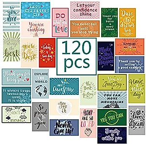 Outus 120 Pcs Motivational Encouragement Quote Cards Inspirational Kindness Appreciation Gratitude Business Cards Encouragement Mini Note Cards for Student Kids Teachers, 30 Styles (Bright Style)