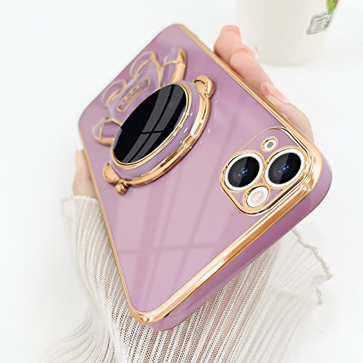 Pepmune Compatible with iPhone 14 Case Cute 3D Astronaut Stand Design Camera Protection Shockproof Soft Back Cover for Apple iPhone 14 Phone Case Purple