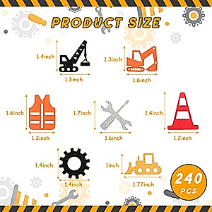 240 Pieces Construction Confetti Construction Party Supplies Construction Table Confetti Boy Birthday Party Favor Forklift Crane Excavator Gear Vest Roadblock Wrench Party Decorations for Baby Shower
