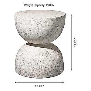 glitzhome Modern Decorative Garden Stool Heavy Duty Patio Sturdy Faux Terrazzo Garden Stool Side Table Plant Table for Indoor Covered Outdoor, 17.75”H, White