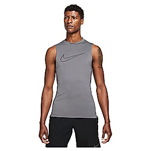 Nike Pro Dri-FIT Men's Tight Fit Sleeveless Tank Top (as1, Alpha, l, Regular, Regular, Dark Gray/Black, Large)