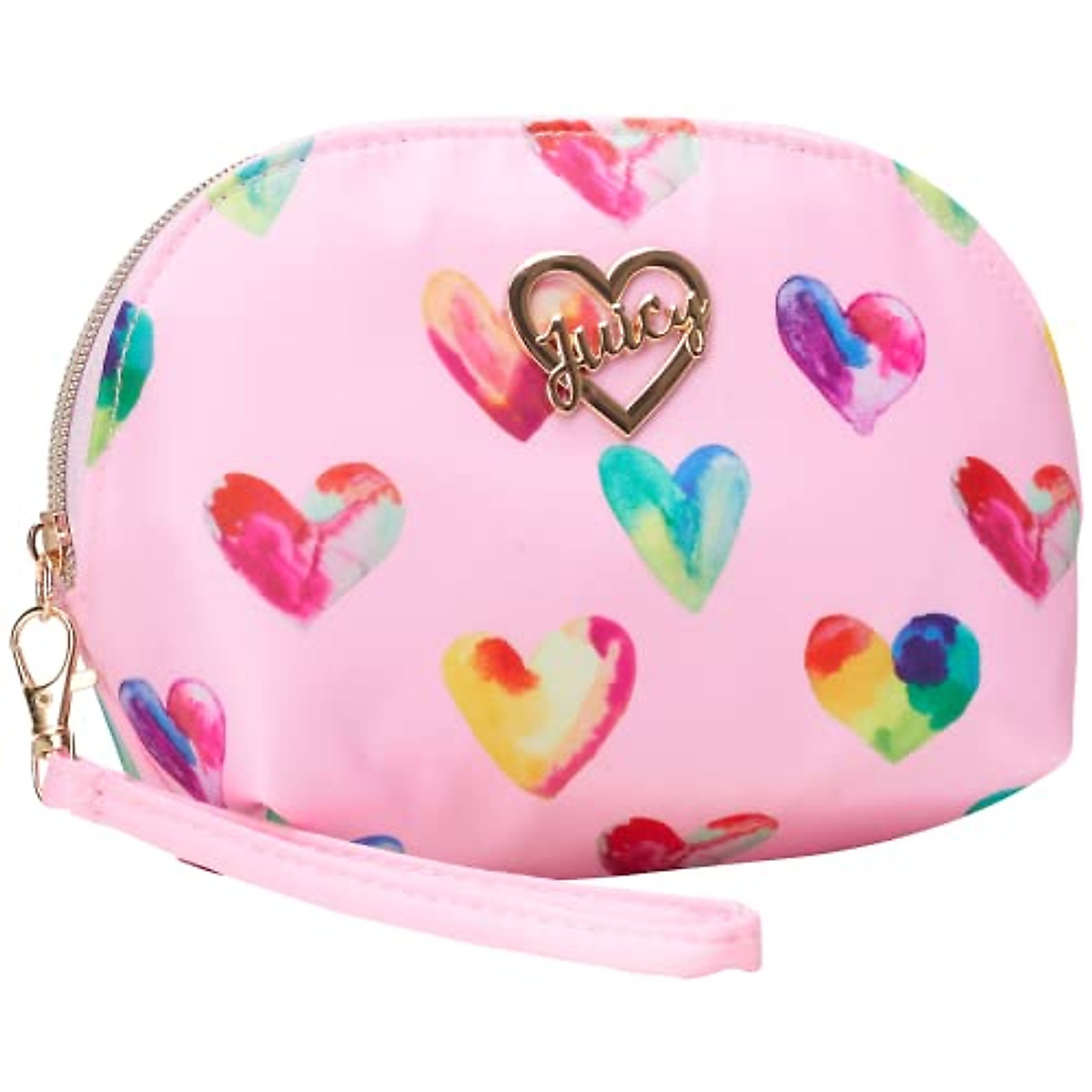 Juicy Couture Women's Toiletries Bag - Cosmetics Dome Bag for Travel, Multifunctional Organizer Pouch, Rainbow Heart