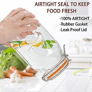 Wide Mouth Mason Jars 64 oz 3 Pack Half Gallon Glass Jar with Airtight Lids, Large Mason Jar with Scale Mark Food Storage Canning Jars for Pickling Flour Sugar Pasta Oats Cereal