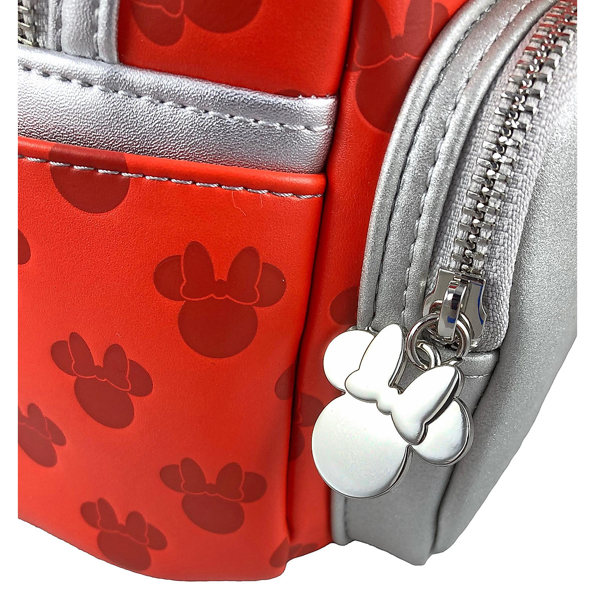 Loungefly Disney Minnie Mouse Red and Silver Womens Double Strap Shoulder Bag Purse