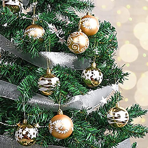 Gold Christmas Tree Ornaments Decorations: Golden Xmas Ornaments Shatterproof Decor- 2.36inches | 60mm Small Christmas Baubles Set Plastic