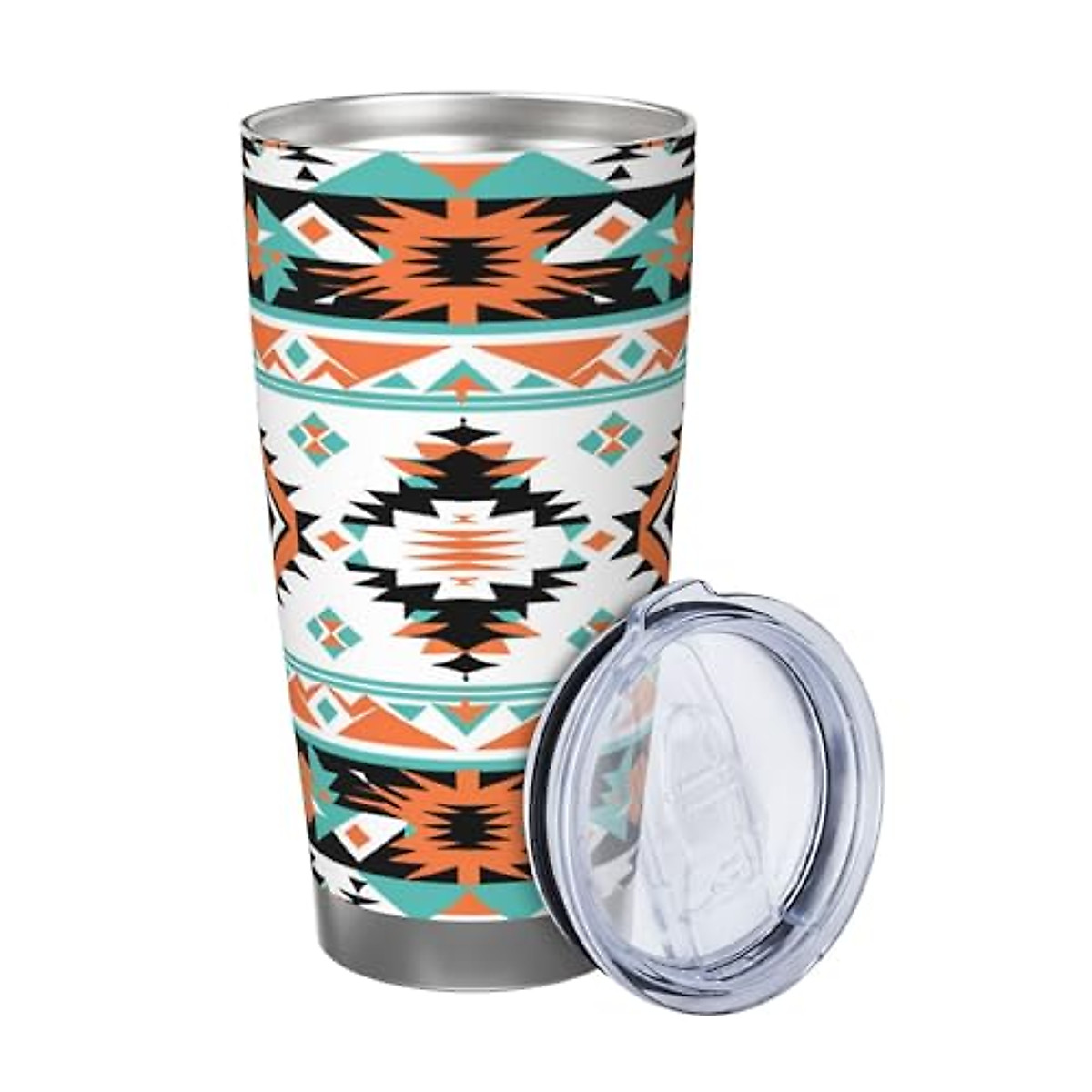 AYCZN Boho Aztec 20 OZ Tumbler Stainless Steel Travel Coffee Mug, Ethnic Geometric Insulated Water Bottle with Lid Leakproof Thermal Cup