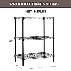 NChanmar 3-Tier Wire Shelving Unit Storage Shelves Shelf Organizer 30"x23"x12" Heavy Duty Metal Storage Rack Wire Rack NSF Height Adjustable for Laundry Bathroom Kitchen Garage Shelving(Black)