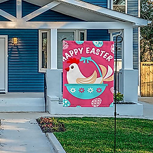 My Little Nest Seasonal Garden Flag Easter Eggs Chicken Basket Double Sided Vertical Garden Flags for Home Yard Holiday Flag Outdoor Decoration Farmhouse Banner 12"x18"