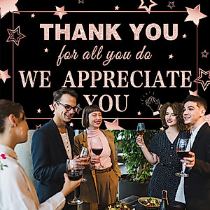 We Appreciate You Banner Decorations Thank You Banner Thank You for All You Do Backdrop for Teacher Employee Staff Doctors Nurse Poaster Volunteer Appreciation Week Party Decor - Rose Gold & Black