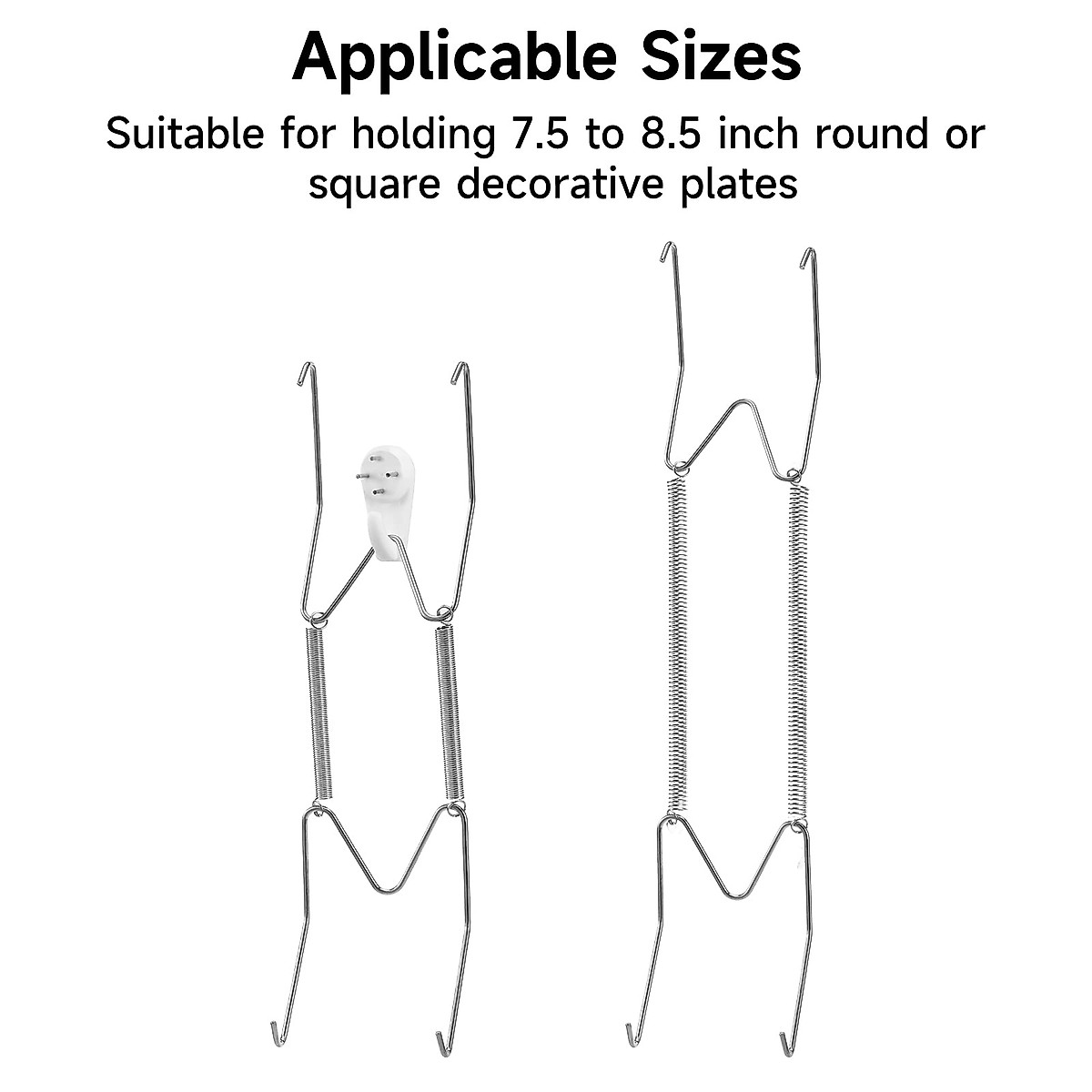 Fasunry 10 Pack 8 Inch Plate Hangers, Plate Hangers for The Wall with 12 Pack Wall Hooks, Compatible 7.5 to 8.5 Inch Decorative Plates and Arts