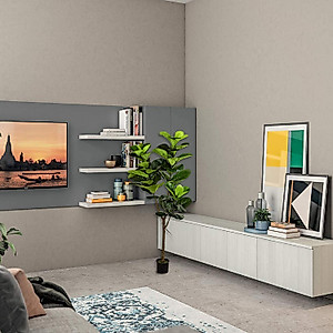 Wofair 5 Feet Artificial Fiddle Leaf Fig Tree in Planter, Faux Ficus Tree Plant for Home Garden Office Store Indoor Outdoor Decoration(Pot Included)