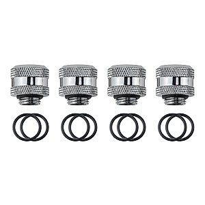 BXQINLENX Silver Chrome Hard Tube Fitting G 1/4" to ID 10 mm OD 14 mm PETG Triple Seal Fitting for Computer Water Cooling System Through Joint Straight Joint (4 PCS)