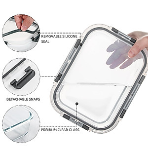 UMI UMIZILI Glass Food Storage Containers with Lids, 12 Pack Leakproof Glass Meal Prep Containers Airtight Stackable Glass Containers for Leftover, Fruit, Vetageables, Dishwasher Safe