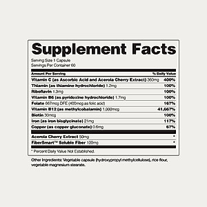 Natural Blood Builder Iron Supplements, 21mg Iron Pills to Increase Energy, Metabolism & Digestion, Absorbs Quickly Vitamins Organic Nutrients (60 Capsules)