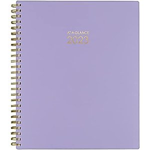 AT-A-GLANCE 2023 Weekly & Monthly Planner, Harmony, 7" x 8-3/4", Medium, Pocket, Stickers, Monthly Tabs, Lilac (1099-805-19)