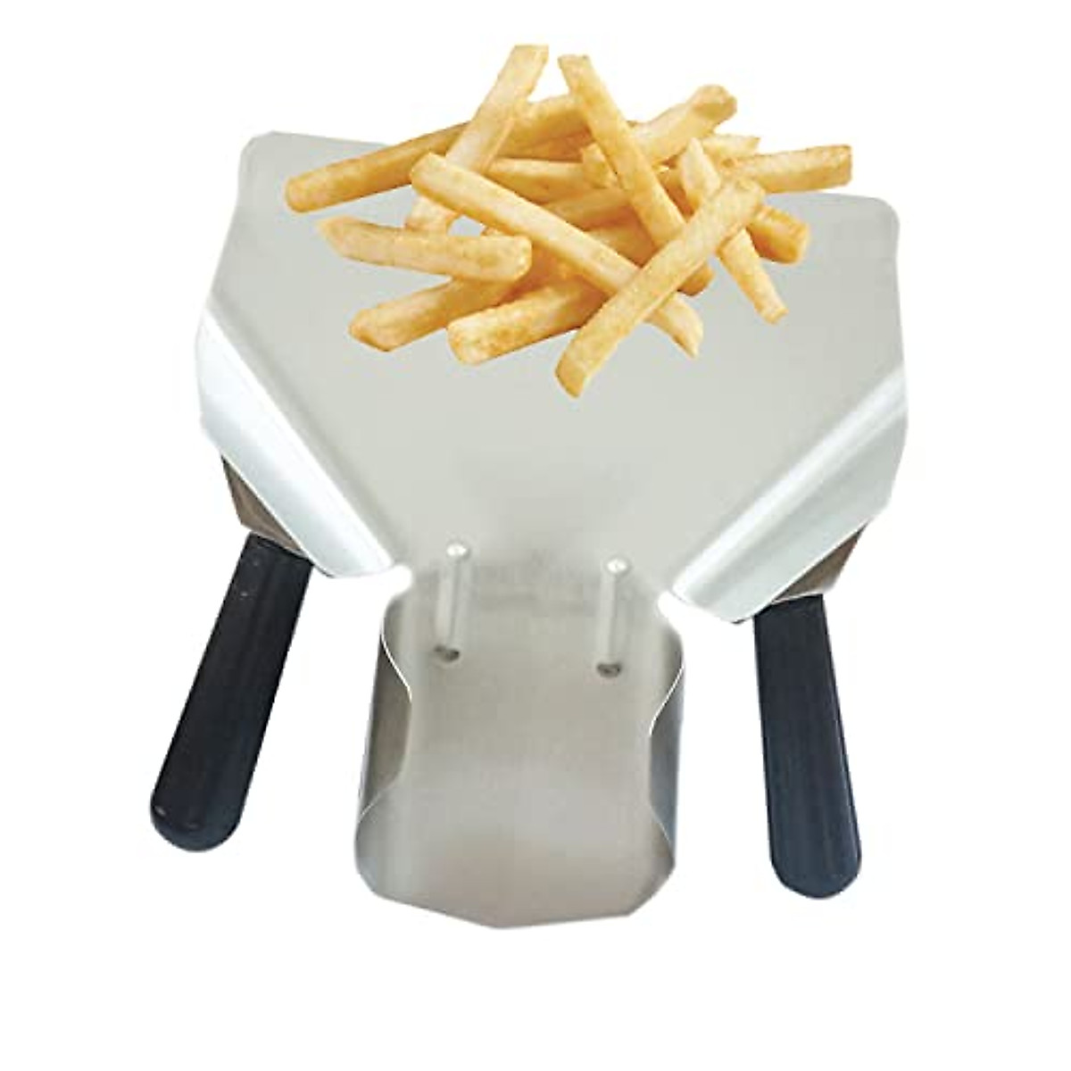 LoveDeal Commercial Stainless Steel French Fry Scoop, Chip Popcorn Bagger, Ice Candy Snacks Desserts Scooper, Removable Dual Handle （Right&Left)