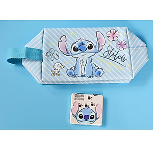 ENENSET Stitch Travel Cosmetic Bag, Large Capacity Cartoon Cosmetic Pouch Makeup Bag with Zipper, PU Travel Toiletry Bag Makeup Accessories Organizer