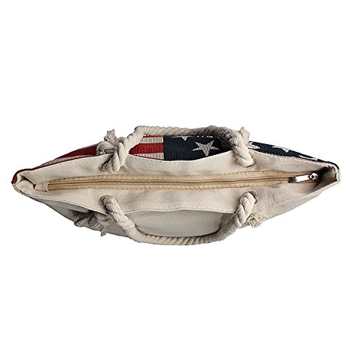 WESTERN ORIGIN American Flag Embroidered Tote Bag Stars and Stripes Beach Bag Rope Handles Shoulder Bag Women Purse