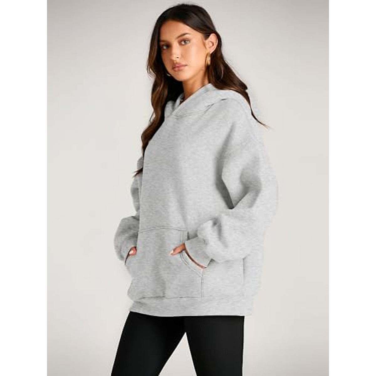 EFAN Oversized Sweatshirts Womens Hoodies Pullover Long Sleeve Fleece Sweaters With Pockets Fall Fashion Winter Clothes Outfits Y2k Teen Girls 2023 Grey