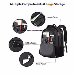 MATEIN 15.6 Inch Backpack for Traveling On Airplane for Women Men, Professional Business Laptop Backpack with Multiple Organization Pockets Water Resistant Casual Daypack, Black