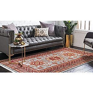 Unique Loom Sahand Collection Traditional Geometric Classic Light Blue Area Rug (7' 0 x 10' 0)