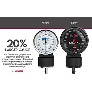 MDF Instruments, Extra Large Gauge Calibra Pro Aneroid Sphygmomanometer with Shock Guard & Adult Sized Cuff Included, Lifetime Calibration, Black Dial, Black Cuff, MDF808B11