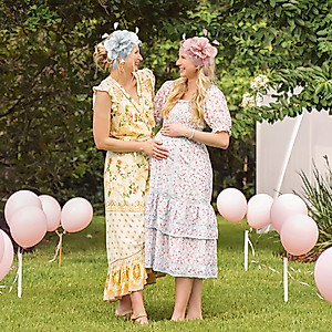 Ibeauti Fascinator Hats with Screentouch Lace Gloves Set for Women Tea Party Cocktail Wedding Derby Headwear Short Gloves (04 Pink)