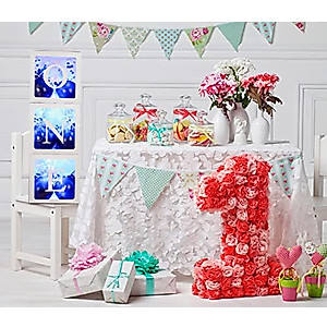 FIGEPO First Birthday Balloons Boxes with 3 LED String Lights and 12 Blue Balloons 12 Confetti Balloons ONE Transparent White Blocks for Baby Boy 1st Birthday Decorations baby shower Photo Shoot Prop