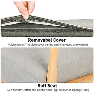 LUCKYERMORE Rocking Chair Nursery with Solid Wood Legs,Glider Chair with High Backrest,Upholstered Glider Rocker Chair for Nursery Bedroom Living Room, Grey