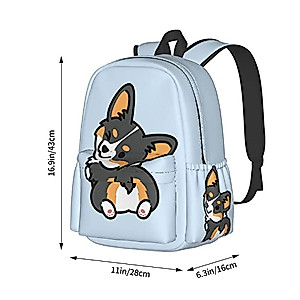 FeHuew 17 inch Backpack Cute Corgi Tricolor Dog Laptop Backpack School Bookbag Shoulder Bag Casual Daypack