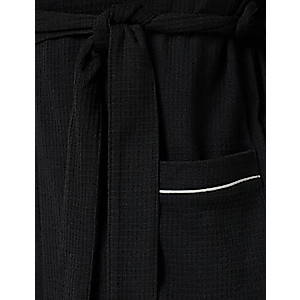 Amazon Essentials Men's Lightweight Waffle Robe (Available in Big & Tall), Black, Medium-Large