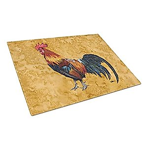 Caroline's Treasures 8651LCB Rooster Glass Cutting Board Large Decorative Tempered Glass Kitchen Cutting and Serving Board Large Size Chopping Board