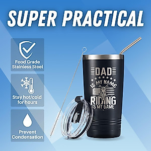 Onebttl Biker Dad Motorcycle Gifts for Men, Tumbler Travel Coffee Mug, Grandpa, Rider, Stainless Steel 20oz/590ml - Riding is My Game