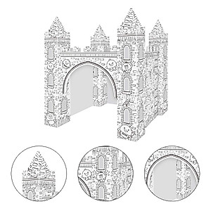 1 Set Colorizing 3D Castle Paper Fairy Tale Castle Paintable Cardboard Castle Kids Art Craft Supplies for Indoor Outdoor Fun