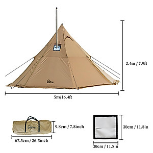 Hot Tent with Stove Jack 4-8 Person Onefires Large Teepee Tent for Family Camping (1 Large Hot Tent)
