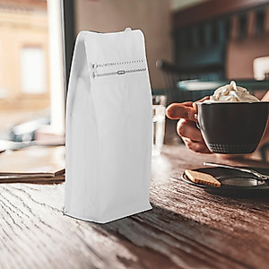 Obsoorth Air tight Coffee Bags with One Way Valve Resealable Aluminum Foil Stand up Smell Proof 25 Pieces Ziplock Coffee Bean Storage Pouches for Home and Store, Matte White 1lb