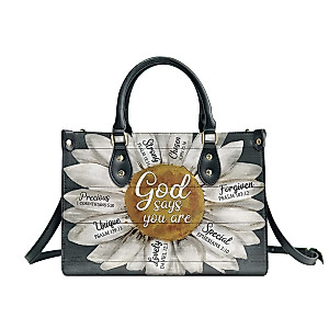 64HYDRO Christian Gifts, Daisy God Says Faith Purses for Women, Shoulder Bag, Handbags for Women, Valentines Day Gifts for Her, Gifts for Sisters, Daughter, Mom, Friends - Travel Work Leather Bag