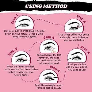 PRO DIY Lash Extension Kit 4 Styles Mixed Lash Extension Kit Lash Clusters Kit with 208 Pcs Cluster Lashes Lash Bond and Seal Lash Remover Eyelash Applicator for Beginner (4 Styles Mix-A)