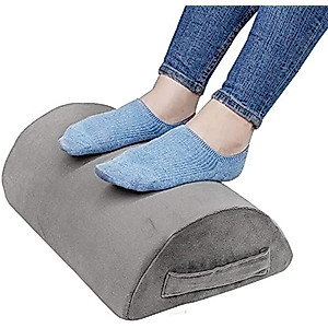 Footrest for Under Desk with Non-Slip Massaging Micro Beads Base Firm Foam Half-Cylinder Ergonomic Footstool for Home Office Desk Airplane Travel (Black B)